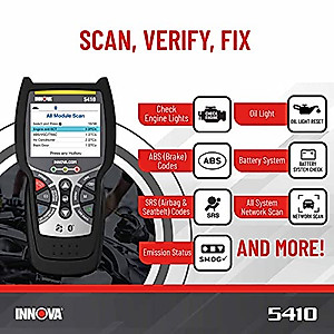 INNOVA 5410 – Newest 2022 All System OBD2 Scan Tool – Read/Erase Check Engine, ABS, SRS, and Transmission