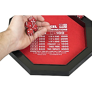 Farkel Game Set with Deluxe Dice Rolling Tray, Built-in Dice-Collection Channel, 2 Sets of Dice, 40-Sheet Scorepad, Classic Family Game