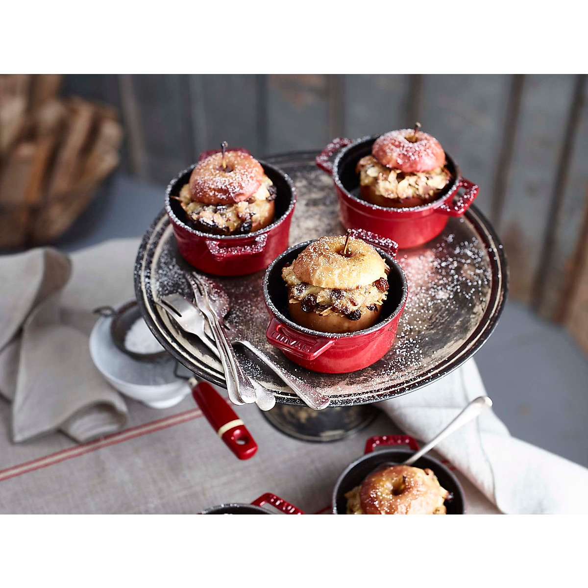 Staub Cast Iron 0.25-qt Mini Round Cocotte - Cherry, Made in France
