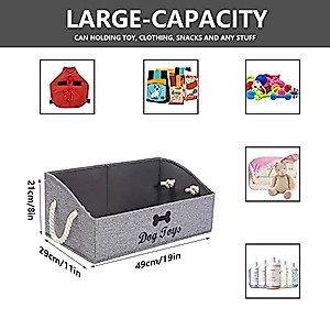 Morezi Large Dog Toy bin Puppy Shallow Toy Baskets - Perfect for Collapsible Bin for Living Room, Playroom, Closet, Home Organization - Snow Gray - Rectangle - Dog