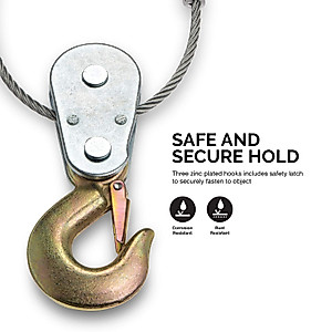 NEIKO 02256A Come Along Winch, 5-Ton (10,000 Lbs) Pulling Capacity, 10Ft, 3 Hook, Heavy Duty Power Cable Come Along Tool with Dual Gears, Hand Winch Cable, Automotive Hoist Winch Puller, Recovery Gear