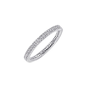 Amazon Essentials Rhodium Plated Double Row Pave Stackable Eternity Ring Size 5, Silver