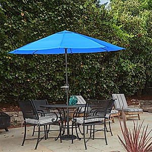 Pure Garden 9 Foot Aluminum Patio Umbrella with Auto Crank - Brilliant Blue
