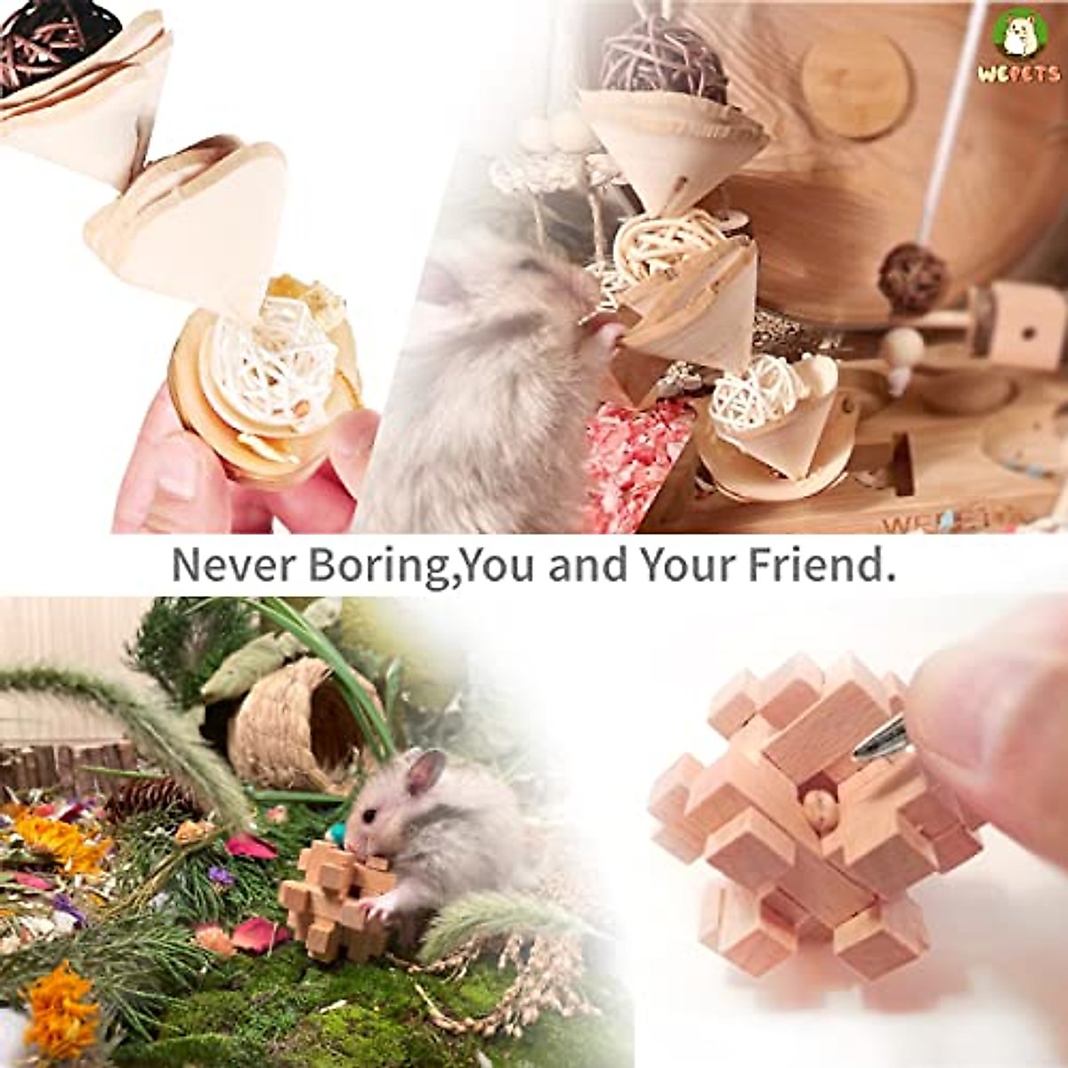 Wepets Hamster Toys, for Hamster, Gerbils, Mice, Rats and Other Small Animals to Chew and Play with, Induce Them to Grind Their Teeth, Reduce Depression. (Pattern-D)