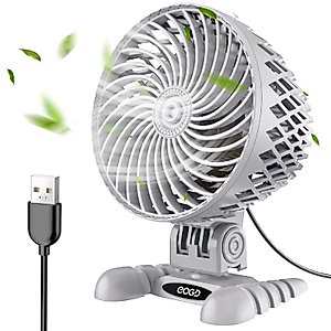 EOGD 2022 Newest USB Desk Fan with Stepless Speed Control, 4.2" Desk Fans Small Quiet Personal Fan with Strong Wind Up To 12MPH, 360° Rotatable Mini Table Fan With Removable Fan Guard (Grey)