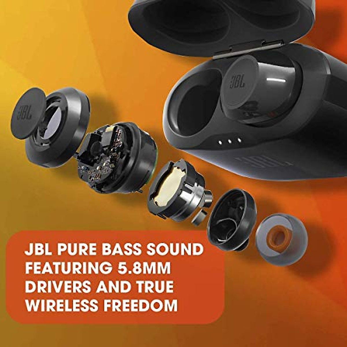 JBL Tune 120 Wireless Earbud Headphones with JBL Charging Case and Hardshell Case Bundle (White, Tune 120)