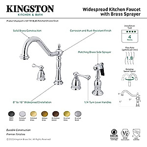 Kingston Brass KB1795BLBS Heritage 8-Inch Widespread Kitchen Faucet with Brass Sprayer, 8-1/4-Inch, Oil Rubbed Bronze