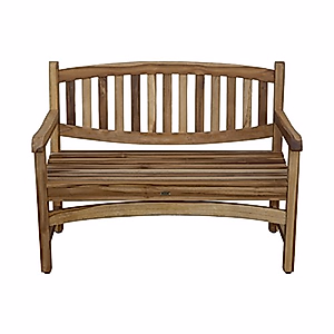 EcoDecors Kent Outdoor Bench Teak Wood Garden Bench Patio Bench with Armrests and Backrest, Yard Benches for Indoor and Outdoors- Natural Teak