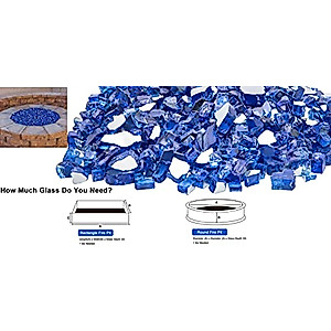 Fire Glass for Fire Pit, 1/2-Inch Reflective Fireplace Glass Rocks for Fire Pit Table,10 lbs Fire Glass for Propane Fire Pit,Cobalt Blue Fire Glass for Fire Pit,Outdoors and Indoors Firepit Glass