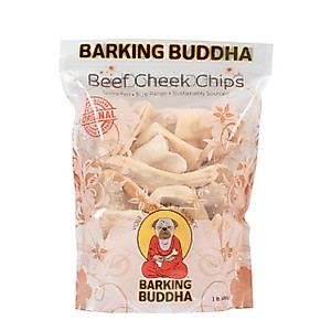 Barking Buddha Beef Cheek Chips | Extra Thick 2"-4" All Natural Rawhide Alternative No Hide Premium Dog Chew Strips | Natural Beef | 1LB Bag