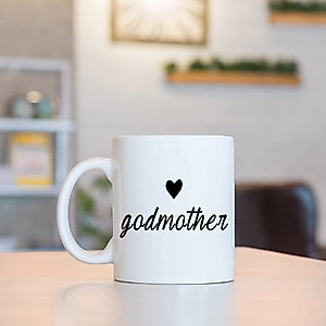 WENSSY Godmother Coffee Mug Godmother Gifts Christmas Birthday Gift for Godmother from Goddaughter Godson Godchild Godmother Proposal Announcement Baptism Keepsake Gifts White 11 Ounce