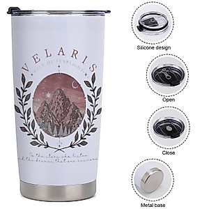 Velaris City Of Starlight Tumbler Acotar The Night Court Bookish 20 Oz Stainless Steel Insulated Tumblers with Lid And Straw Bookish Acotar Travel Coffee Mug Gifts