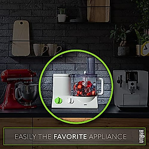 Braun FP3020 12 Cup Food Processor Ultra Quiet Powerful motor, includes 7 Attachment Blades + Chopper and Citrus Juicer , Made in Europe with German Engineering