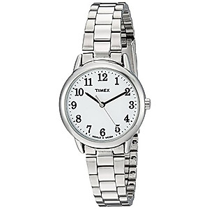 Timex Women's TW2R23700 Easy Reader 30mm Silver-Tone/White Stainless Steel Bracelet Watch