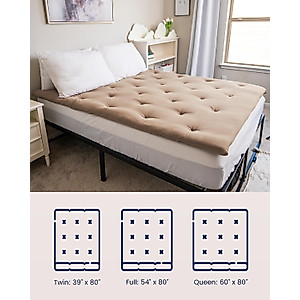 ZonLi Japanese Floor Futon Mattress Full Size 54"x 80",100% Cotton 2.5'' Thicken Tatami Mattress,Foldable Sleeping Pad,Portable Dormitory Tatami Mat,Roll Up Floor Lounger Bed for Adult (Khaki)