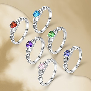 STARCHENIE Infinity Promise Rings for Her Sterling Silver Cubic Zirconia Wedding Engagement Rings size 7 May Birthstone Emerald Color