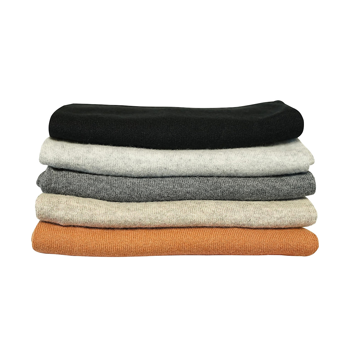 tittimitti 100% Cashmere Knitted Neck Gaiter Neck Warmer Loop Scarf for Men and Women. (Black)