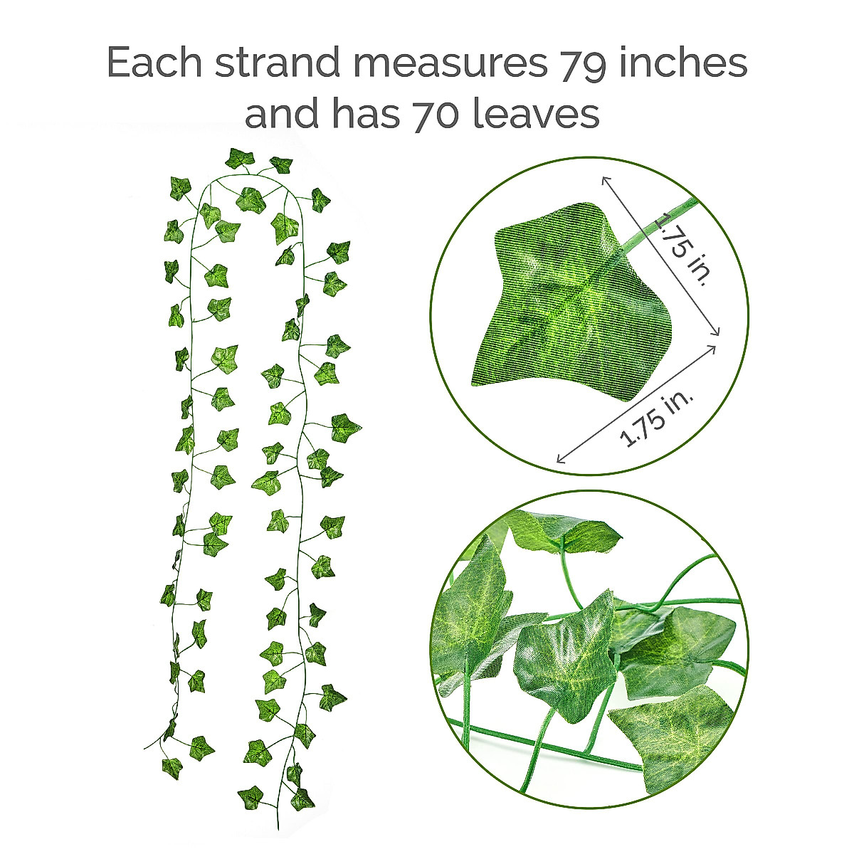 Elements Fake Ivy Garland, Poly Silk Ivy Wall decor with UV protection, Indoor Outdoor Décor for Living Room, Bedroom , Party, Wedding and Patio and Poolside, 79 Inch, 1680 Leaves, Green