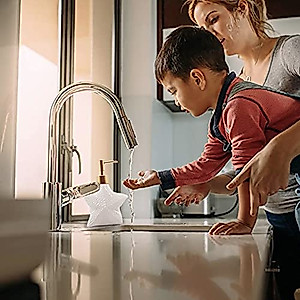 Starfish-Shaped Soap Dispenser, White Ceramic Lotion Bottle with Noble Golden Matte Pump, Ocean Themed Décor for Kitchen Sink or Bathroom