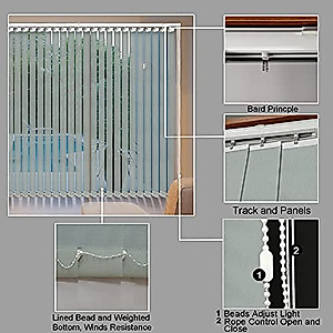 LETAU Cordless Sheer Vertical Window Blinds, Light Fitering, Reduce Sun Glare, UV Protection, White Window Shades for Slidding Door, French window, Room Divider, Glass Wall,OverSized Windows¡­