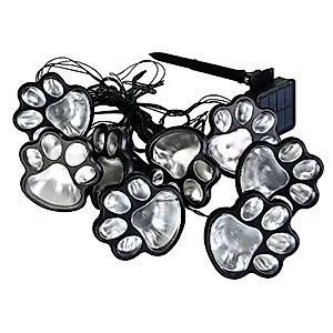 Paw Print Solar Lights – Solar String Lights Outdoor Waterproof LED (Set of 8), Dog Cat Decorative Lamp, Pet Print Path Lights, Vibrant Garden Solar Lights, Gifts for Pet Lovers(Warm White Paw Print)