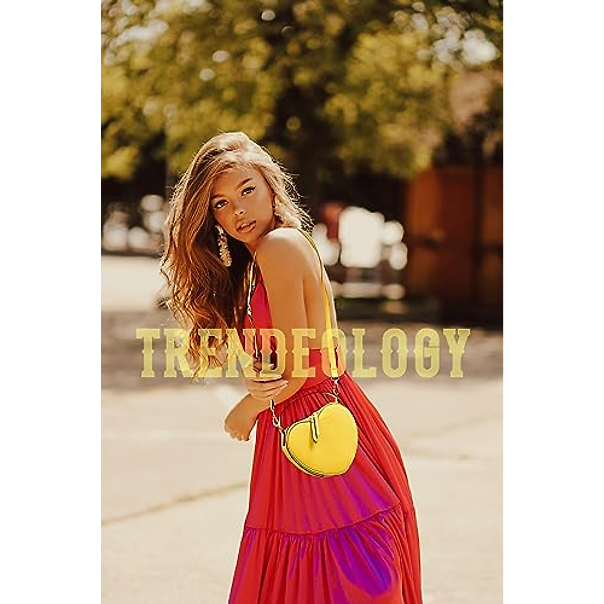 Trendeology Cute Heart Shape Girls Womens Vegan Leather Small Handle Satchel Crossbody Purse… (Yellow)