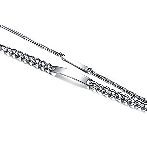 HUANIAN Personalized Custom Engraving Plain Stainless Steel ID Bracelets, Name Plate Identity Bracelet