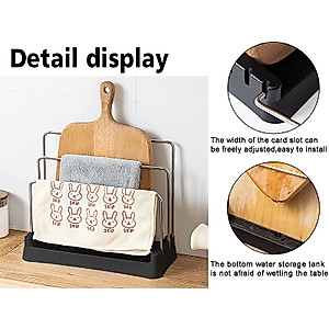 MUUBOOX Pot Lid Holder Cutting Board Drying Rack Support Organizer、Kitchen Storage Cabinet Organizer for Dishcloth Towel/ Cutting Board/Kitchen knife (Black)