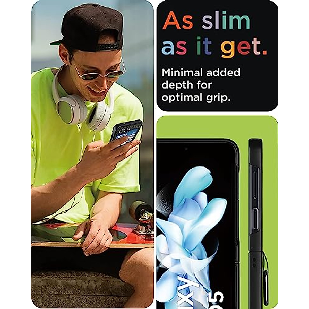 AICase for Samsung Galaxy Z Flip 5 Case Leather, Slim Protective Shockproof Phone Case with Ring for Galaxy Z Flip 5 5G, Black