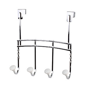 Spectrum Diversified Cambridge Over The Door 4 Hook Rack for Storage and Organization of Entryway Bedroom and More, Chrome