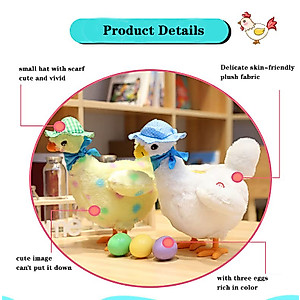 Haraketlt 2023 Easter Plush Toys Lay Eggs Musical Chicken, Cute Easter Plush Stuffed Musical Chicken, Electric Lay Eggs Hen Educational Interactive Toys for Kids, Sing and Dance Lay Eggs (A)