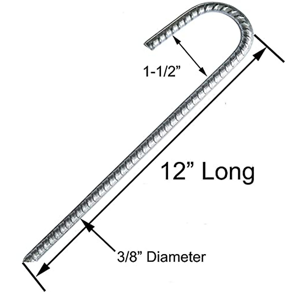 Ground Stakes Anchors Garden Staples Steel Tent Nails Metal Ground Rebar Pegs Heavy Duty Landscape Gardening Pins Stake for Camping Tents Trampoline Fence (12 Inch ,4 Pack)