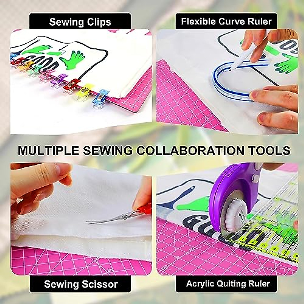 Rotary Cutter Set, 38PCS 45mm Rotary Fabric Cutter Wheel Set, Fabric Cutter Wheel, Quilting Rotary Cutters Rolling Fabric Cutter Wheel and A3 Mat, Rotary Rolling Cutter For Sewing, Quilting(Pink)