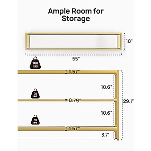 Evajoy Console Table, 55" Entryway Table with 3 Tiers, Open Glass Sofa Table for Living Room, Foyer, Entryway, Bedroom, Hallway