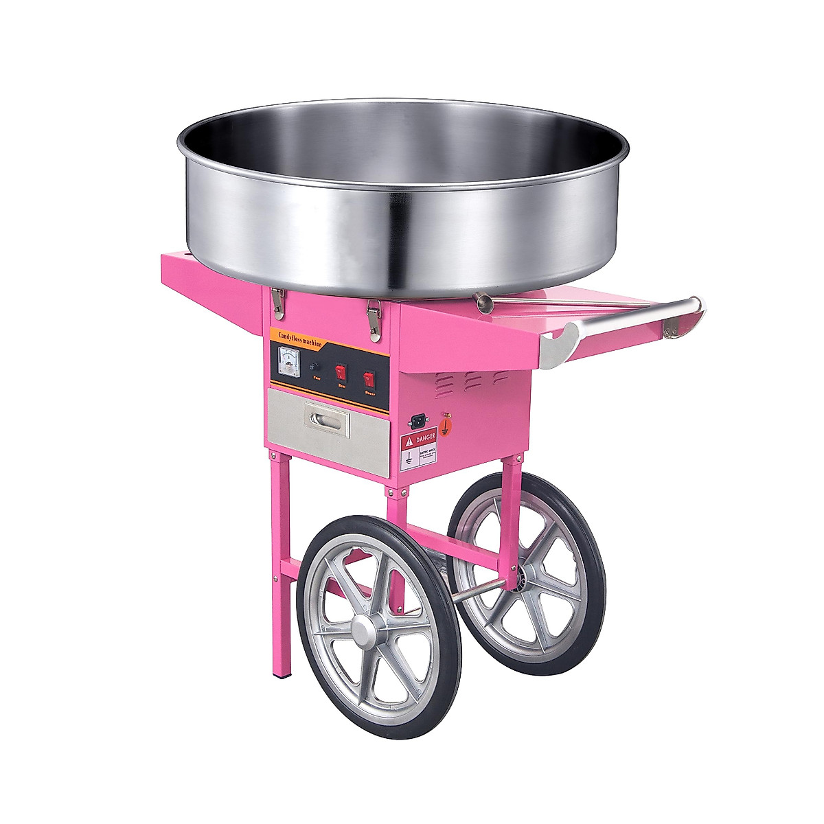 Wixkix Commercial Portable Cotton Candy Machine with Cart, Candy Floss Maker Marshmallow Machine for Family, Party, Various Parties, 1080W
