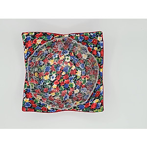 Red White Blue Roses Microwave Cozy Ditzy Floral Reversible Microwaveable Soup Holder Summer Potholder Flower Bowl Buddy Handmade Housewarming Hostess Gifts Under 10