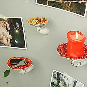 Firlar Mushroom Floating Shelves, 3Pcs Cute Mushroom Room Decor, Whimsical Mushroom Decor Wall Mounted, Resin Mushroom Hanging Storage Rack Creative Art Rack for Living Room Kitchen Bathroom, S+M+L