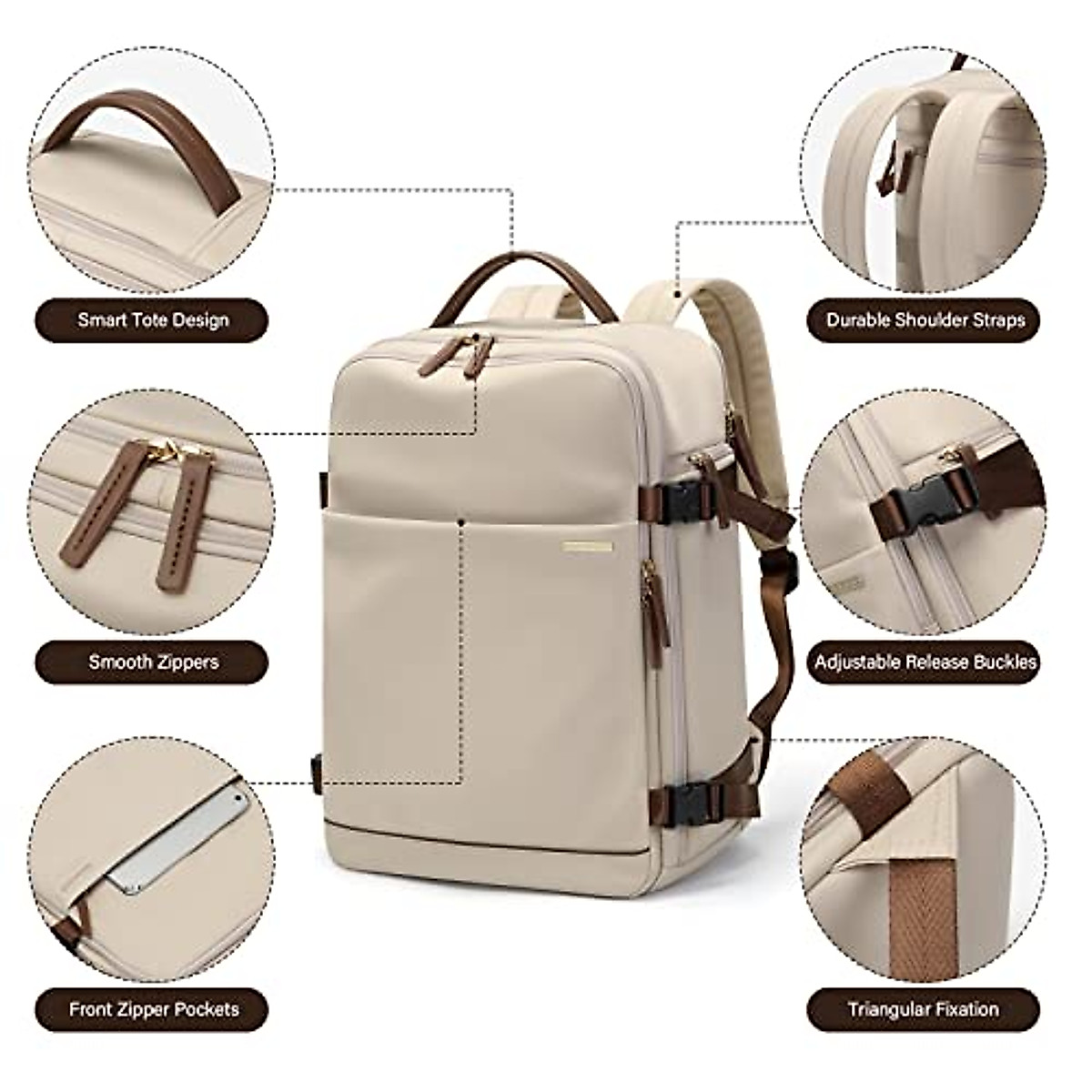 GOLF SUPAGS Laptop Backpack with Separate Laptop Compartment Fits 15.6 Inch Notebook Large Capacity Computer Bag for Women Work Travel College Backpacks (Apricot)