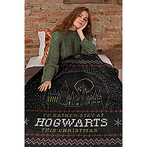 Northwest Harry Potter I'd Rather Stay at Hogwarts Holiday Plush Throw Blanket 46' x 60'