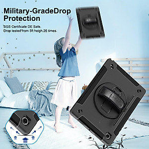 Miesherk Case for Galaxy Tab A8 Case 10.5'' 2022(SM-X200/X205/X207) with Hand/Shoulder Strap-Military Grade Shockproof, Black