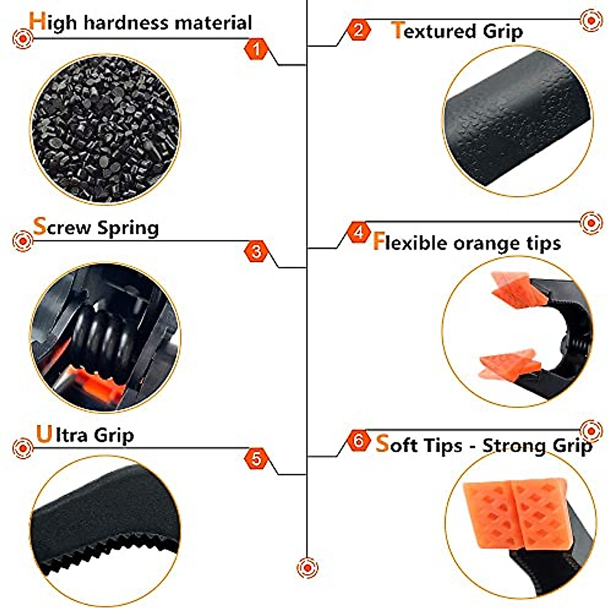 WAENLIR 6 Piece 6.5 inch Nylon Spring Clamp Set Plastics Clips for backdrop, Wood Working, Photography, Craft, Art DIY