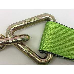 8 Point Heavy Duty TECNIC Strap Kit for Rollback / Flatbed Tie Downs with 12" Chain Tail