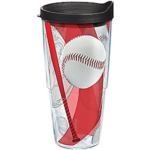 Tervis Baseballs Red & Mitt Background Made in USA Double Walled Insulated Tumbler Travel Cup Keeps Drinks Cold & Hot, 24oz, Classic