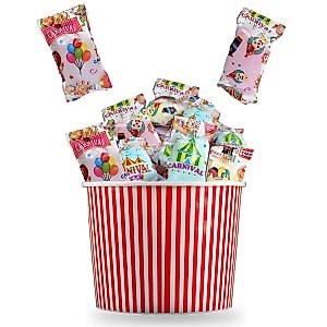 Lupy Lups! Cotton Candy Bags Carnival Desing - Assorted Flavors- Individual Package Big Bulk 0.53 oz each - Pastel Candy for Stocking, Treats, Party Favors, Buffet table Pinata (Carnival 120 Pack)