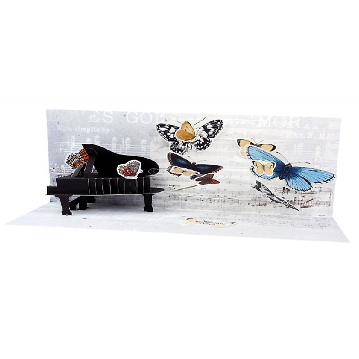 Up With Paper Panoramics Pop-Up Audio Greeting Card by Popshots Studios - Grand Piano, multi colored (A226AUD)
