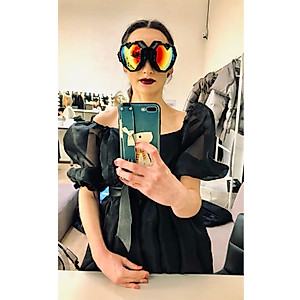 GUVIVI Heart Shaped Sunglasses Fashion Ski Goggles Oversize Love Glasses for Women Men Fun Eyewear Eyeglass