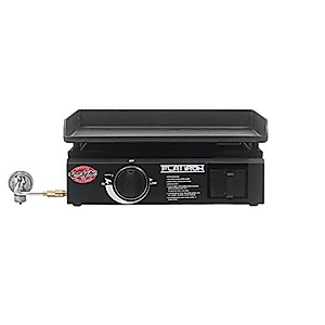 Char-Griller E8217 Flat Iron Portable Table Top 17” Gas Griddle Propane Grill, Black