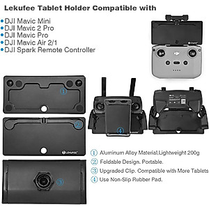 Lekufee Lightweight Aluminum Alloy Foldable Tablet Holder for DJI Mini 3 Pro/Mini 2 SE/2/Mini SE/Mini 1/Mavic 3/2/1/DJI Air 2S/2/Mavic Pro/Mavic Air/DJI Spark Remote Controller