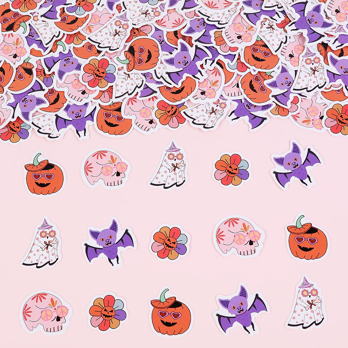 Sursurprise Groovy Halloween Decorations, 200PCS Groovy Hippie Halloween Confetti for Tables, Groovy Hippie Retro Halloween Birthday Baby Shower Bridal Shower Bachelorette Party Supplies