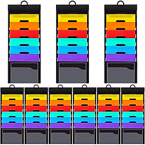 Yahenda Cascading Wall Organizer A4 Size Wall File Organizer 6 Pockets Hanging File Folders Multicolor Hanging File Organizer Removable Paper Organizer for Classroom Organization and Storage(9 Set)